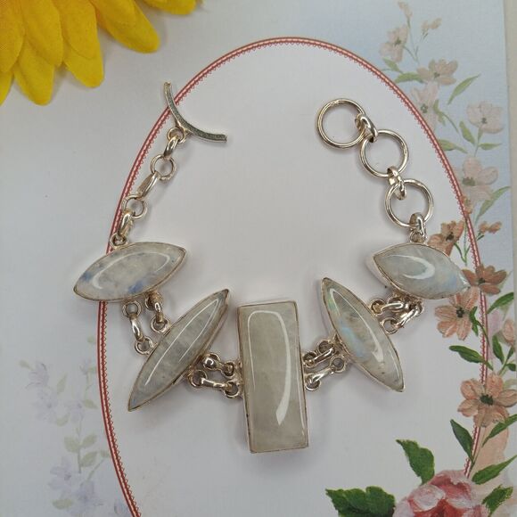 Sterling | Jewelry | 925 Sterling Silver Huge Chunky Moonstone Gem ...
